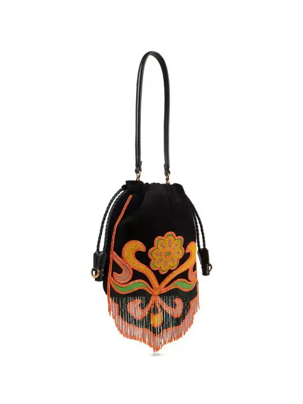Etro Small Kalispera Beads Fringes Bucket Bag