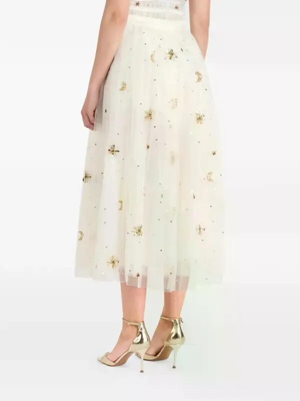 LoveShackFancy Wilona Embellished Midi Skirt