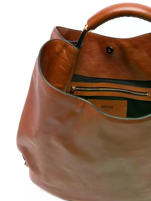 Moschino Leather Handle Shoulder Bag - Brown