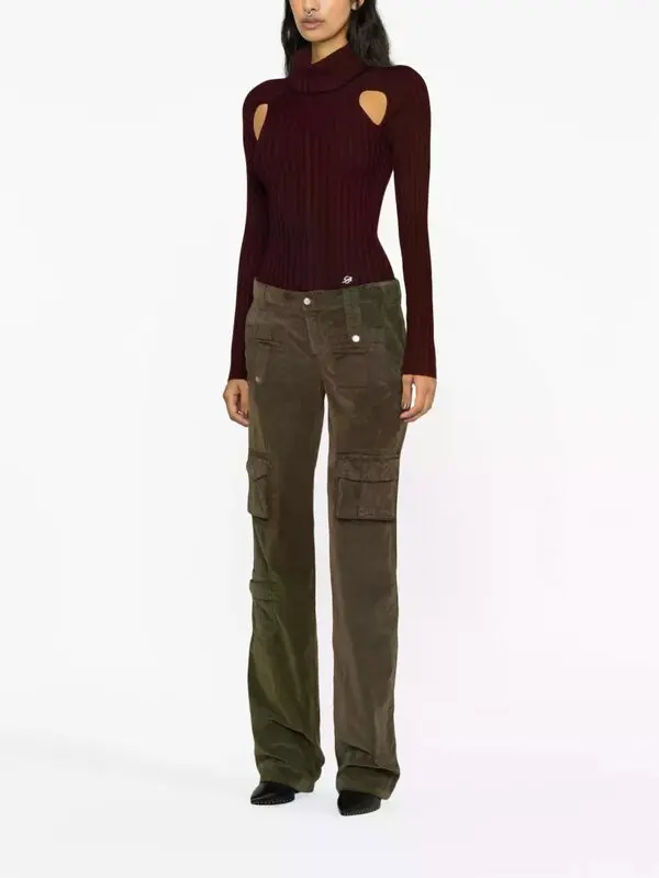 Blumarine Ribbed-knit Cut-out Roll Neck Sweater