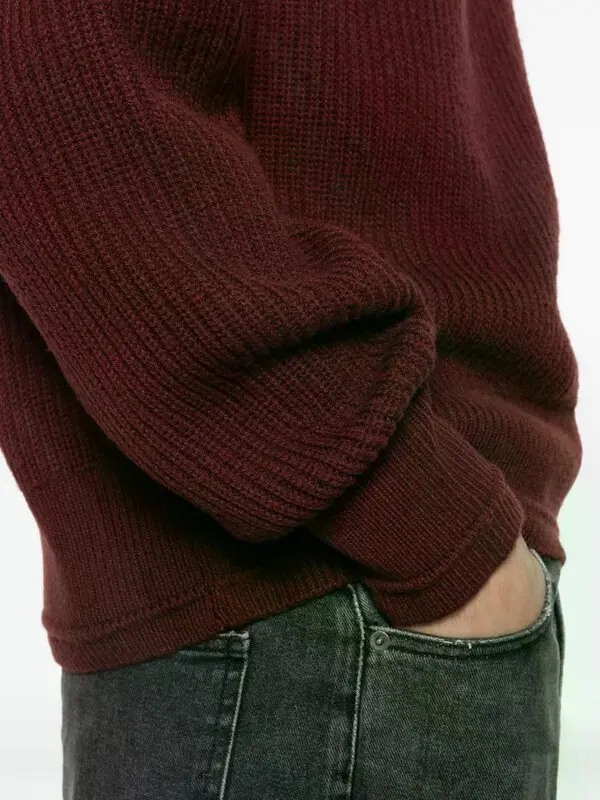ENTIRE STUDIOS Zip-up Knit Top With Point Collar - Red