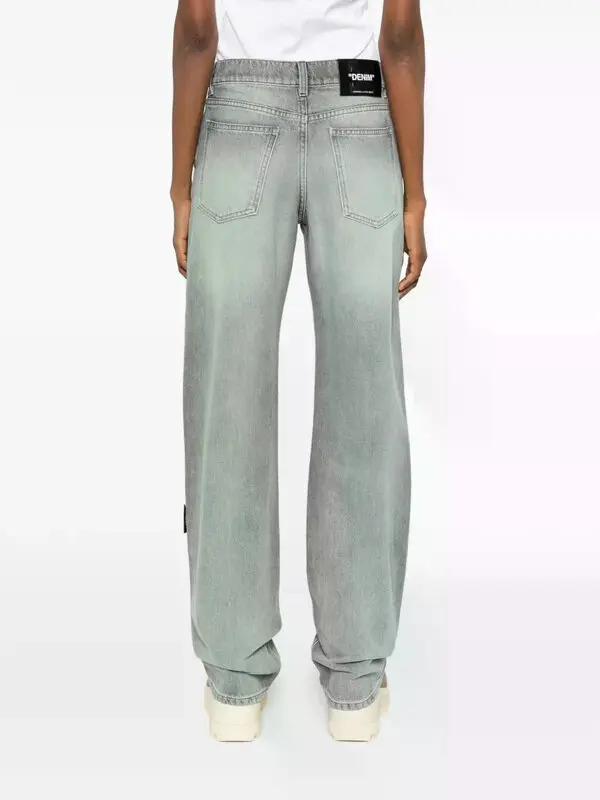 Off-White Buttoned Jeans With Logo Patch