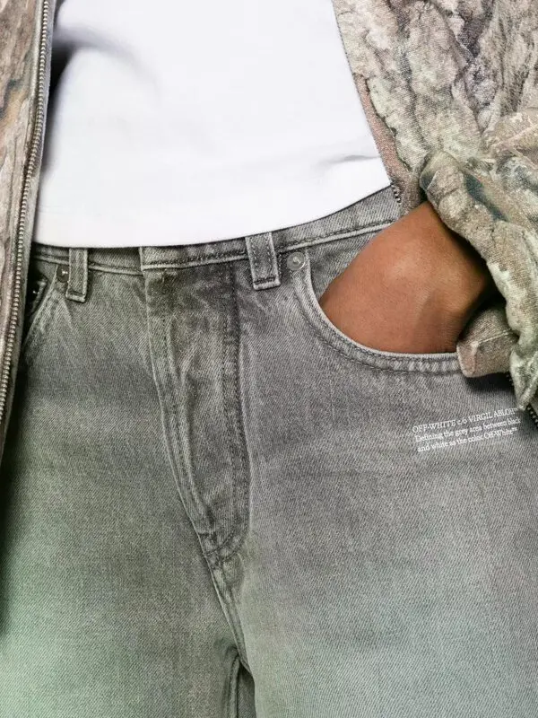 Off-White Buttoned Jeans With Logo Patch