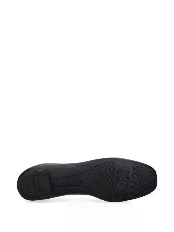 Liu Jo Leather Ballet Flats With Gold Tone Logo Detail