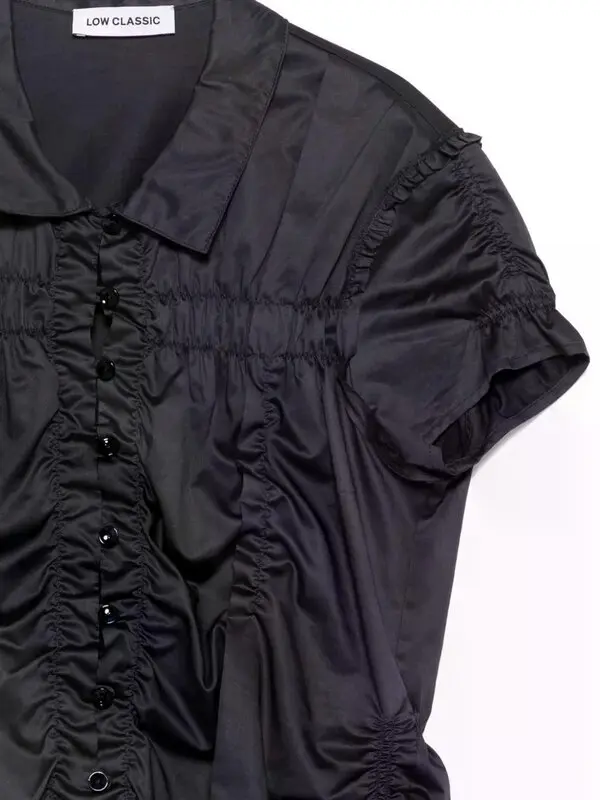 LOW CLASSIC Wrinkle Draped Buttoned Blouse - Blue
