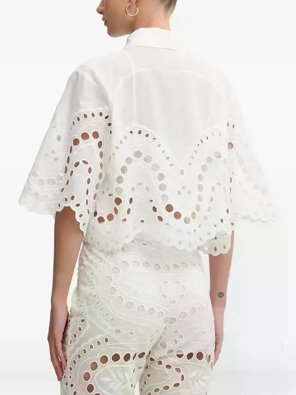 Charo Ruiz Ibiza Storm Scallop-trim Eyelet Blouse - White