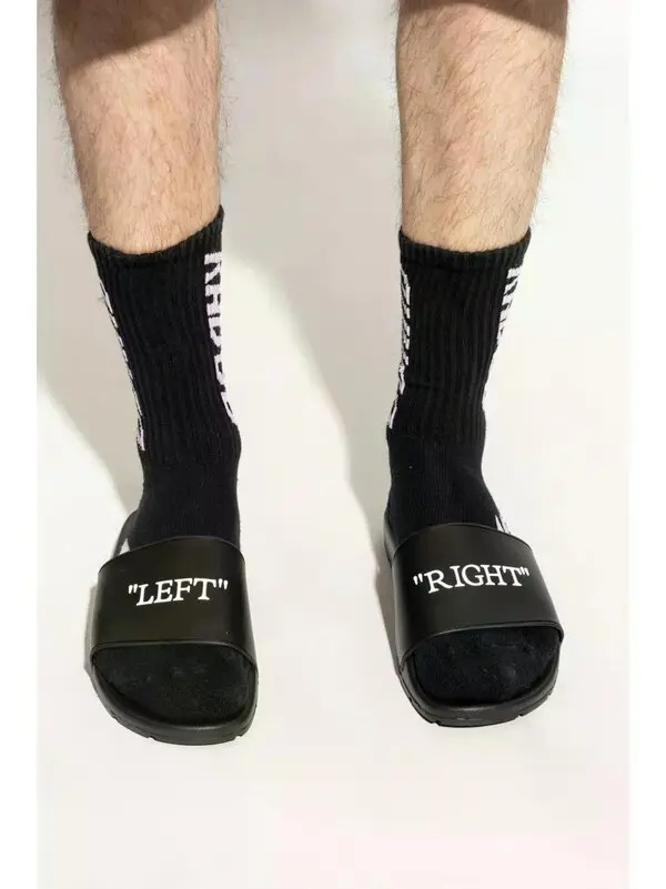 Off-White Logo-print Slides - Black