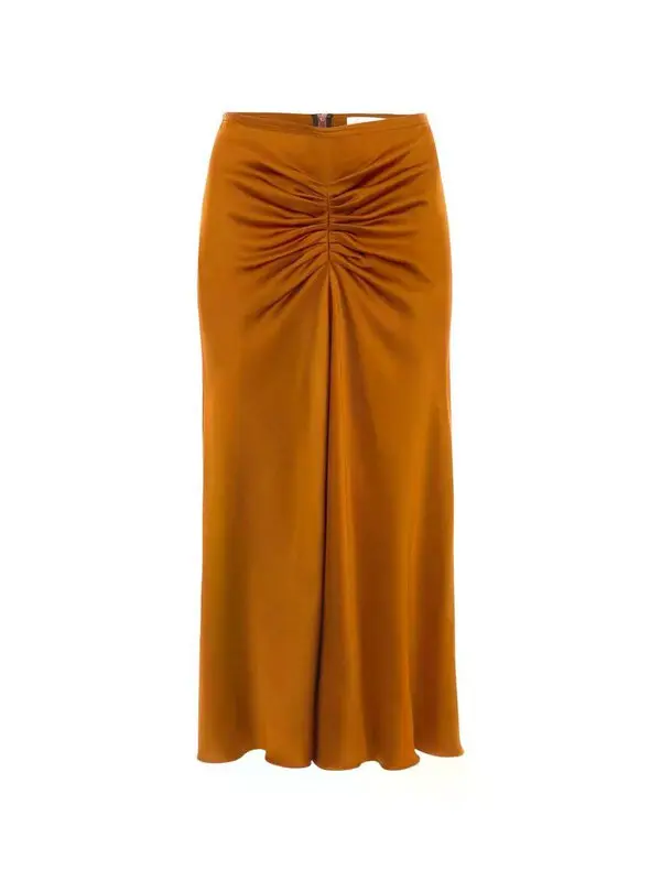 Victoria Beckham Midi Gathered Skirt - Orange