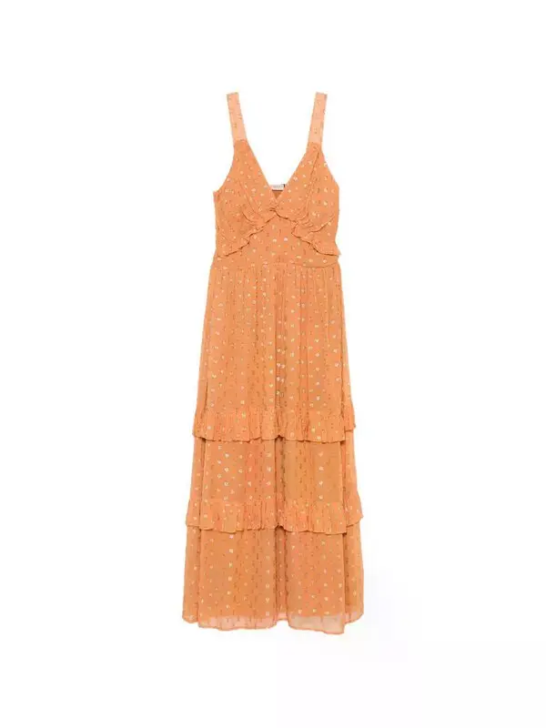 TWINSET Ruffled Tiered Maxi Dress - Orange
