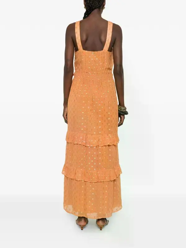 TWINSET Ruffled Tiered Maxi Dress - Orange