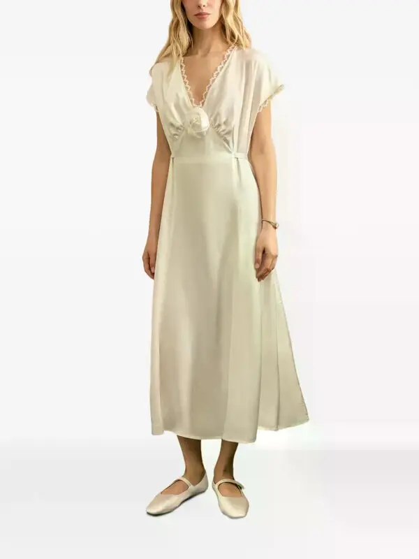 Sleeper Genus Rosa Lace-trim Satin Midi Dress