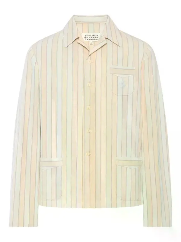 MAISON MARGIELA Striped Long-sleeved Shirt Jacket - Neutrals