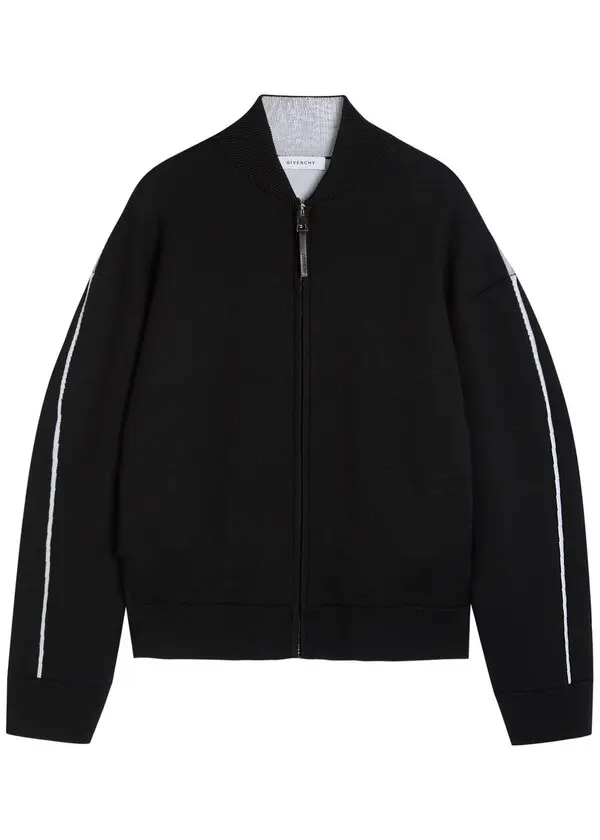 Givenchy Couture Logo-intarsia Wool-blend Zip-up Cardigan