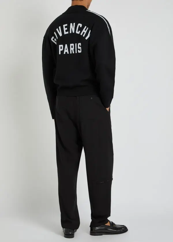 Givenchy Couture Logo-intarsia Wool-blend Zip-up Cardigan