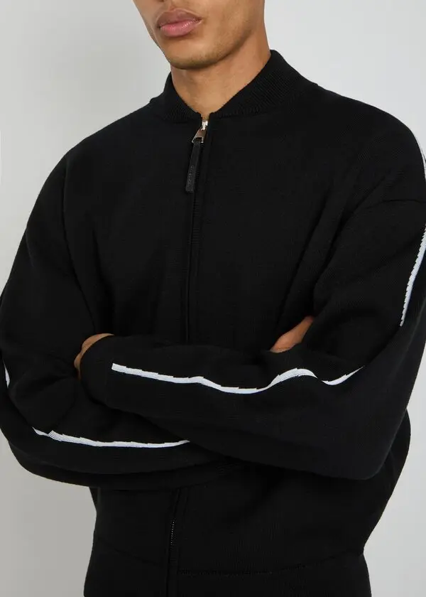 Givenchy Couture Logo-intarsia Wool-blend Zip-up Cardigan