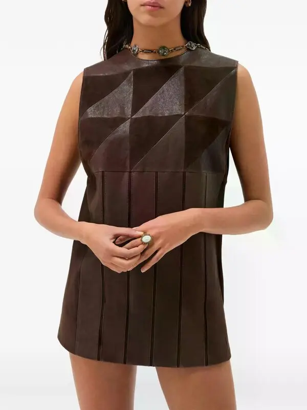 Versace Sleeveless Leather Patchwork Mini Dress