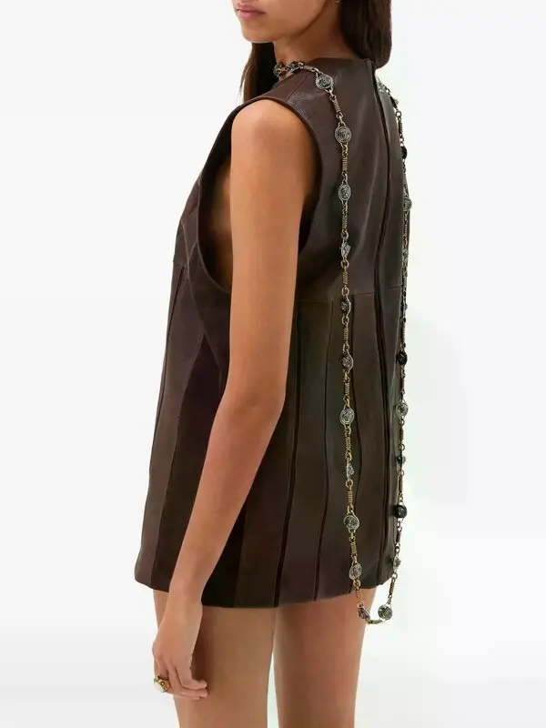 Versace Sleeveless Leather Patchwork Mini Dress