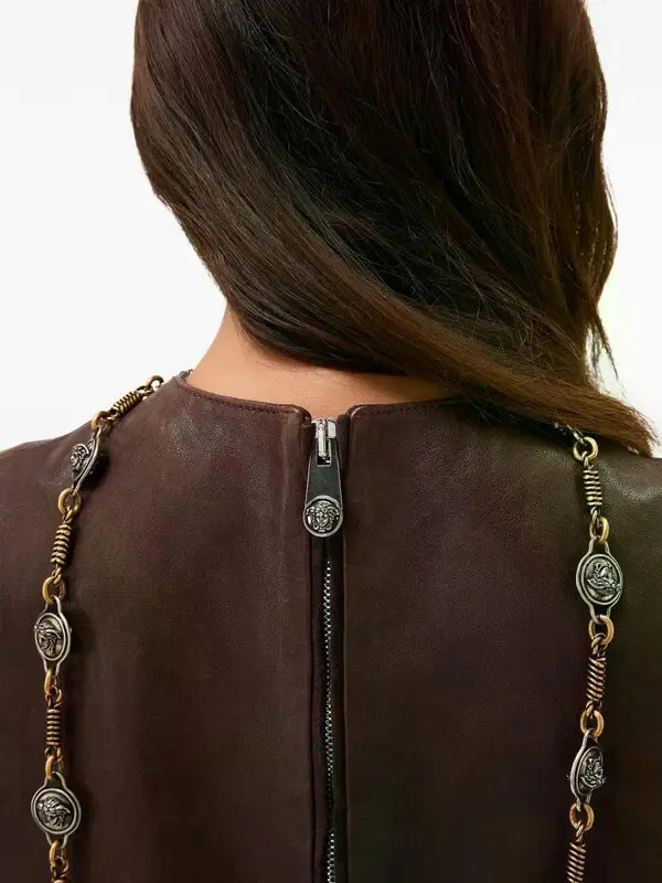 Versace Sleeveless Leather Patchwork Mini Dress