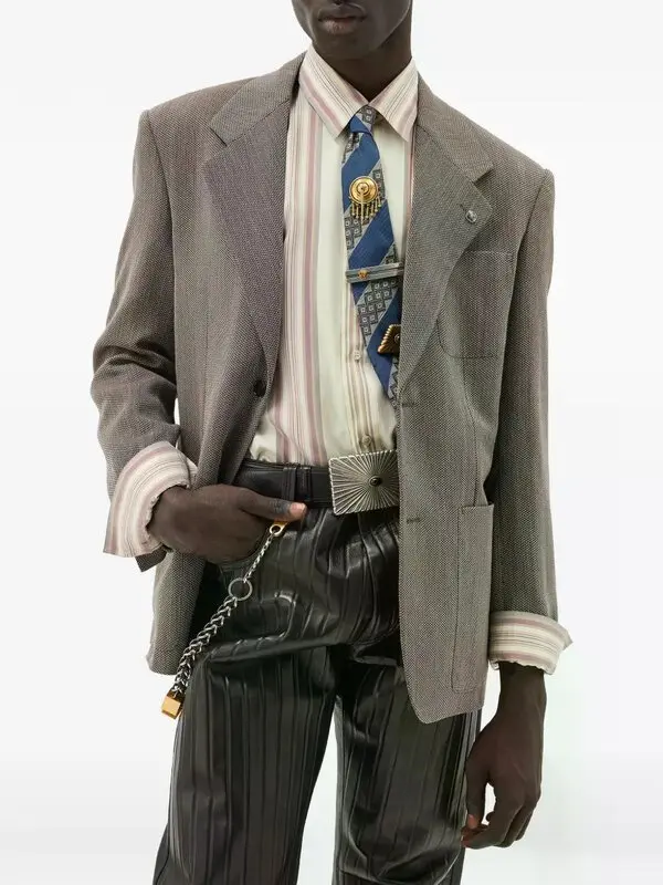 Versace Herringbone Wool Crêpe Blazer