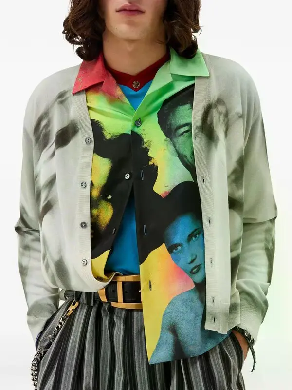 Versace Knit Cardigan With 'the Flex' Print