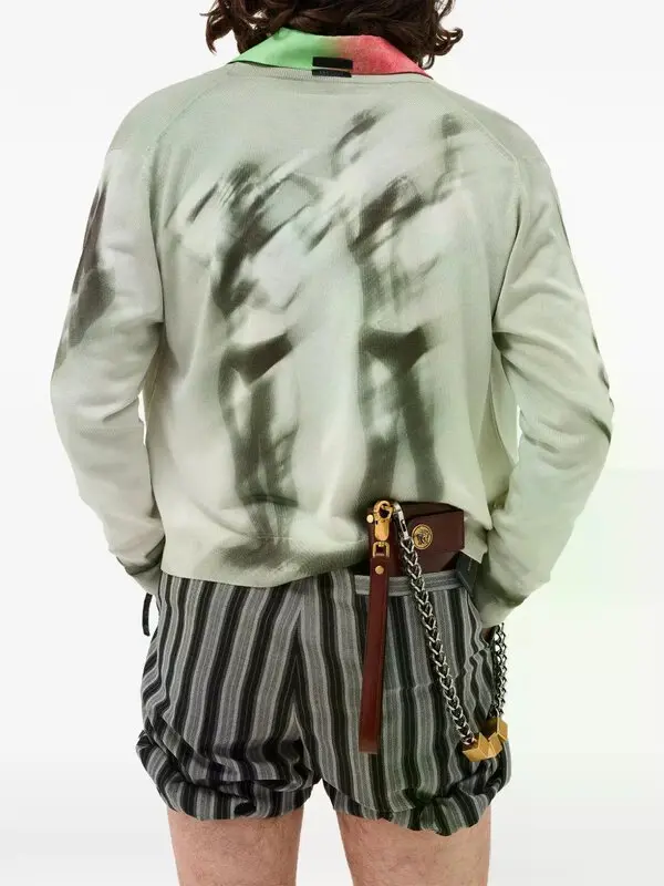 Versace Knit Cardigan With 'the Flex' Print