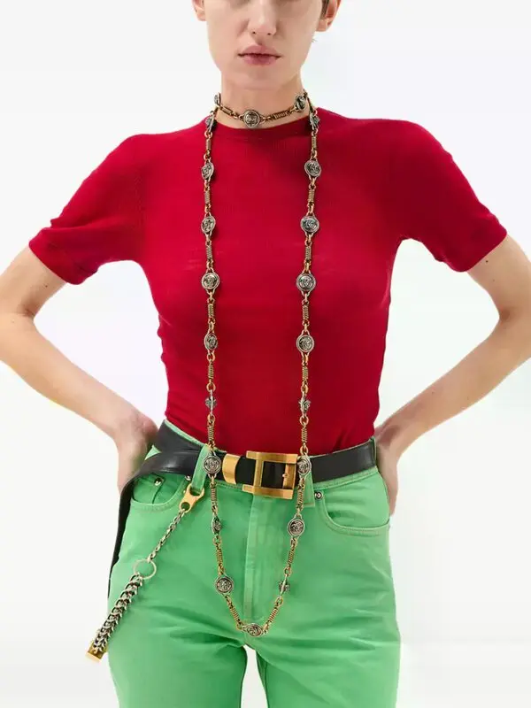 Versace Embroidered Wool Ribbed Knit T-shirt