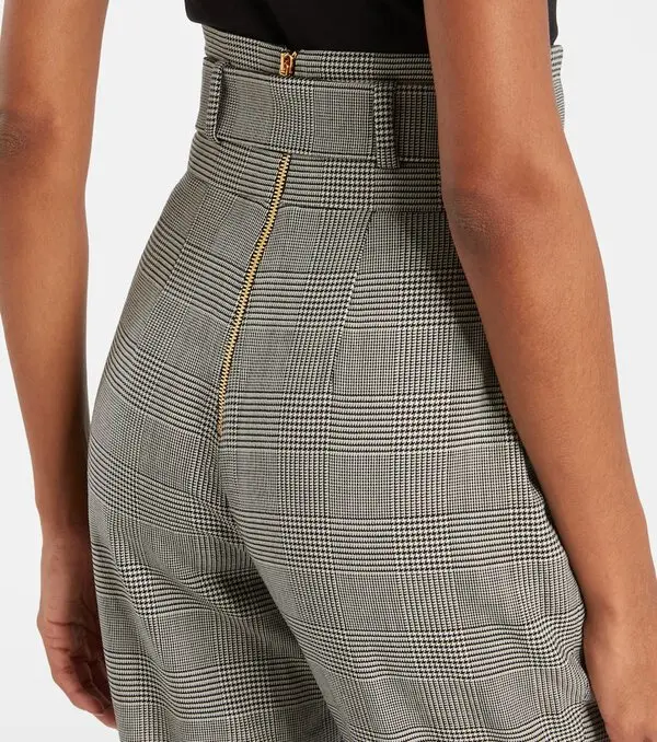 Balmain Prince Of Wales Wool-blend Slim Fit Pants