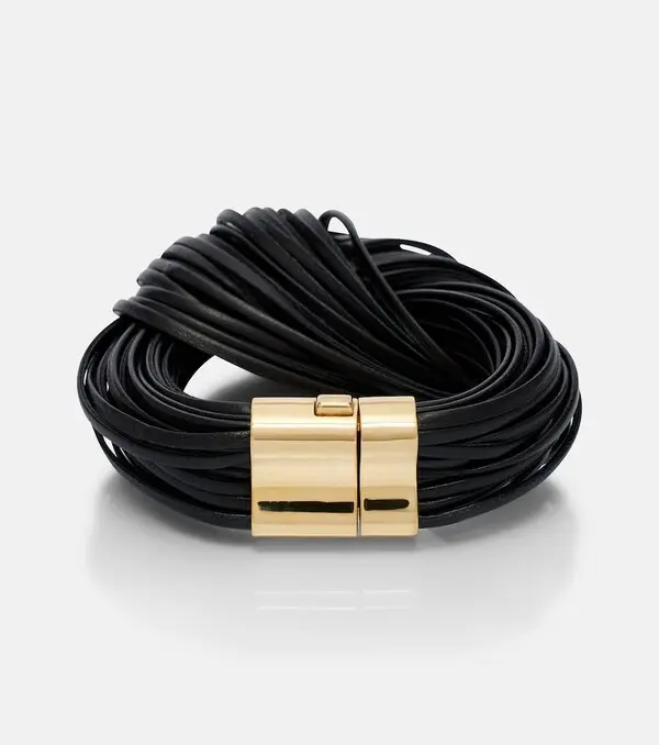 Bottega Veneta Leather Knotted Bracelet With Gold Clasp
