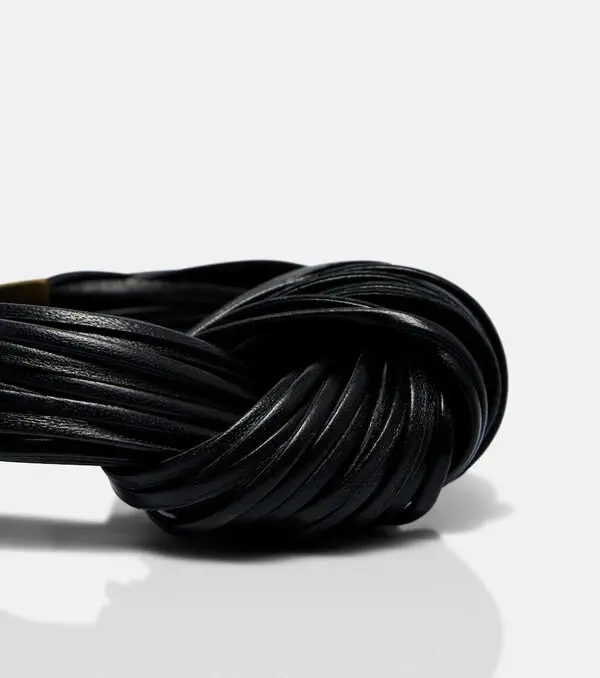 Bottega Veneta Leather Knotted Bracelet With Gold Clasp