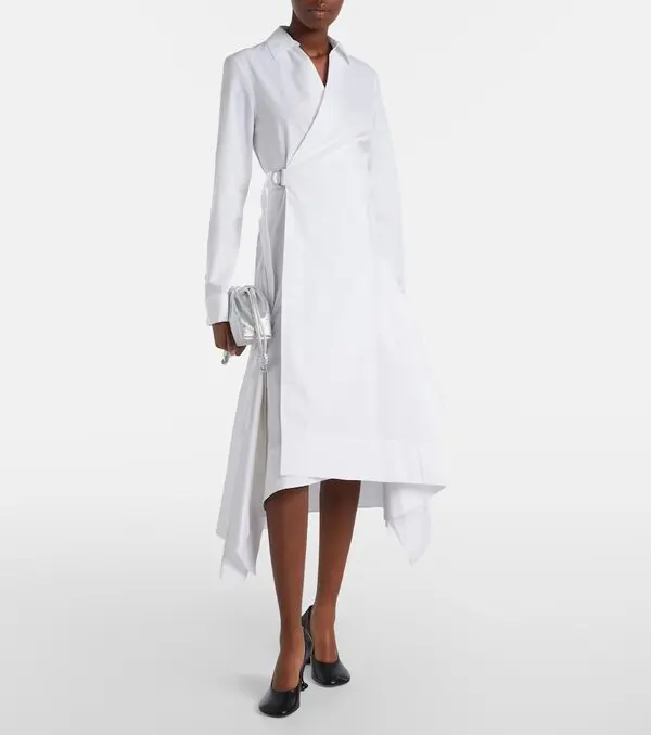 Loewe Draped Cotton Wrap Dress - White