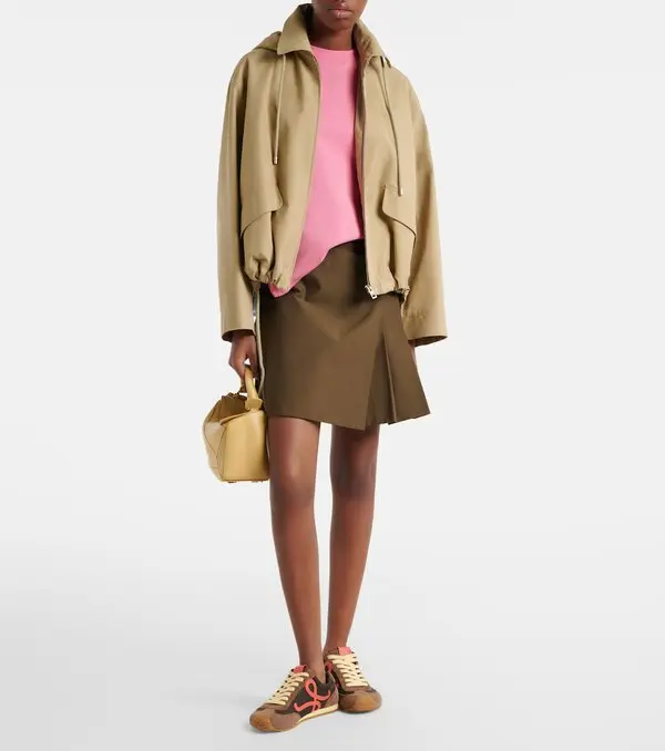 Loewe Leather-trimmed Cotton-blend Wrap Skirt