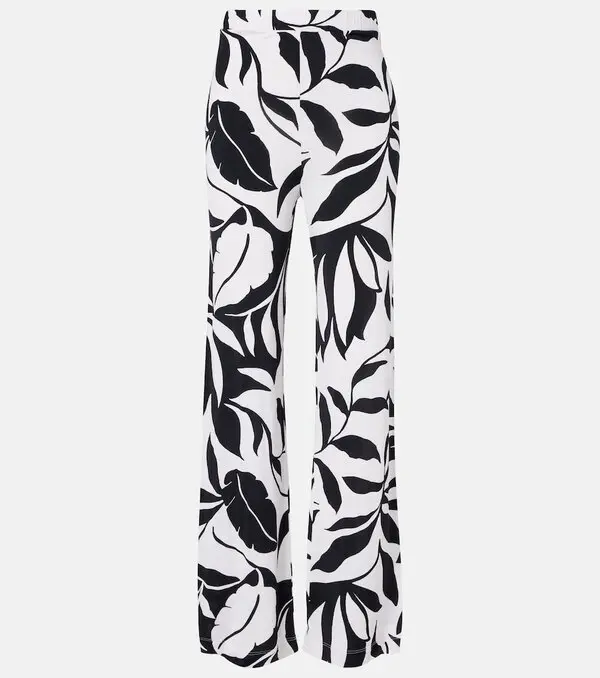 Max Mara Abate Printed Wide-leg Trousers - Black