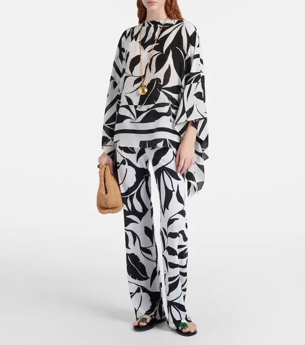 Max Mara Abate Printed Wide-leg Trousers - Black