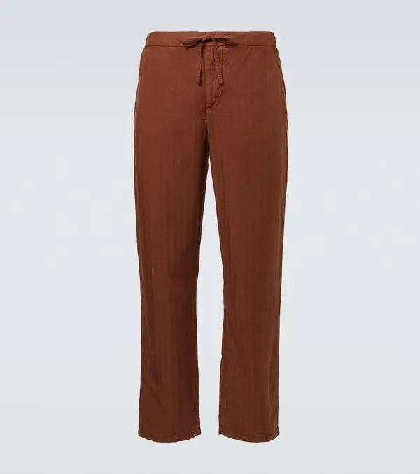 Frescobol Carioca Mendes Herringbone Straight-leg Trousers - Brown