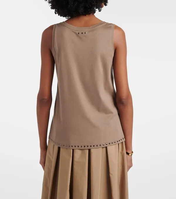 Max Mara Embellished Cotton-blend Tank Top - Brown