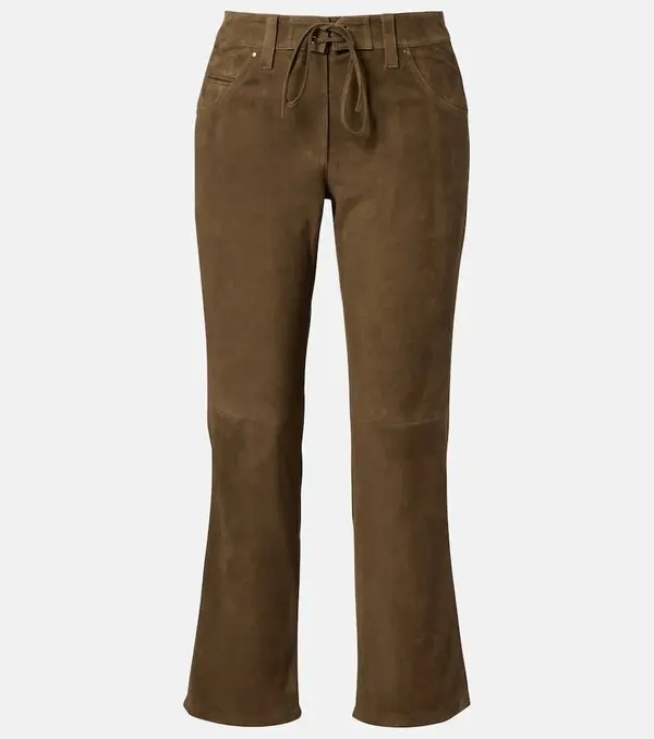 Isabel Marant Étoile Suede Straight-leg Trousers - Green