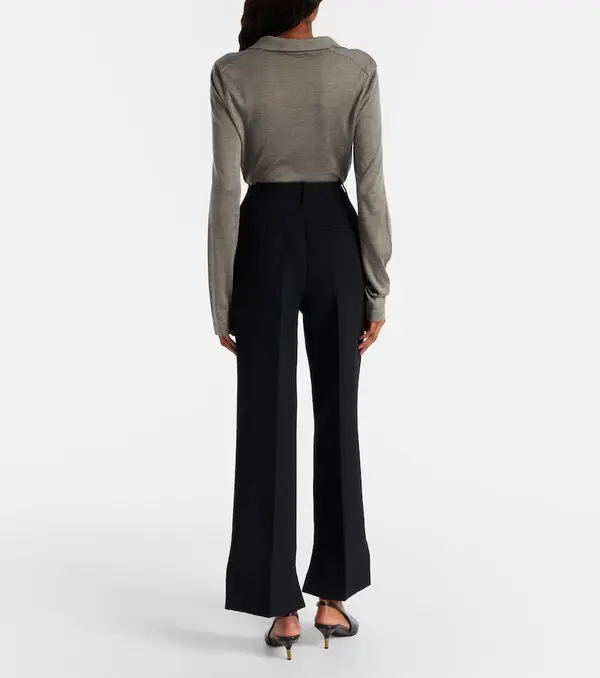 Khaite Rae High-rise Crepe Flared Trousers