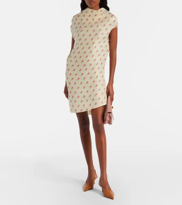 Khaite Floral Draped Silk Minidress