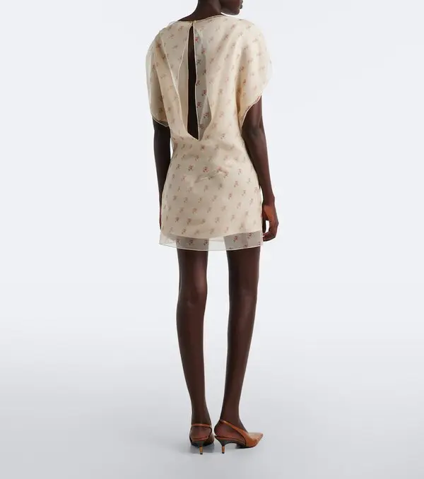 Khaite Floral Draped Silk Minidress
