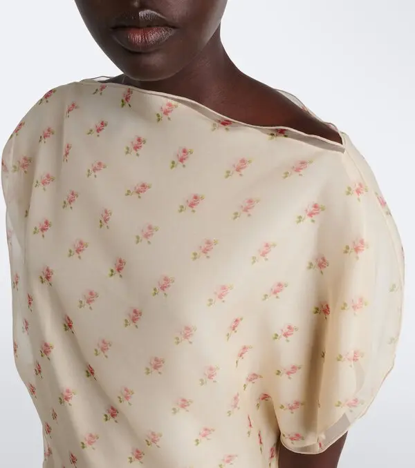 Khaite Floral Draped Silk Minidress
