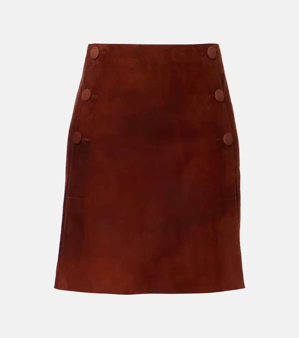 YVES SALOMON Suede Mini Skirt - Brown