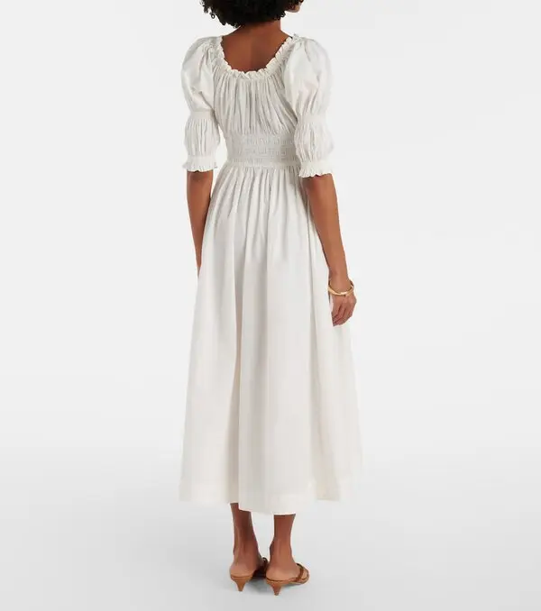 DÔEN Shirred Cotton Midi Dress