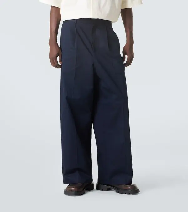 Loewe Pleated Cotton Gabardine Wide-leg Trousers