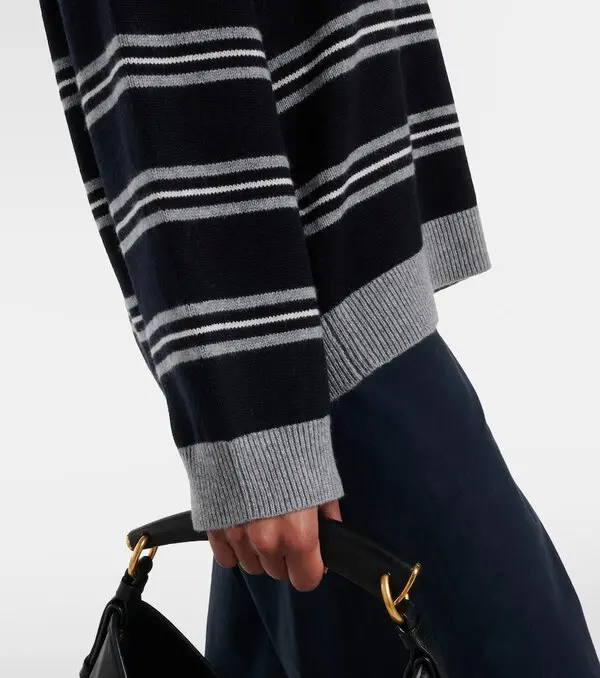 NILI LOTAN Galvez Striped Cashmere Polo Sweater