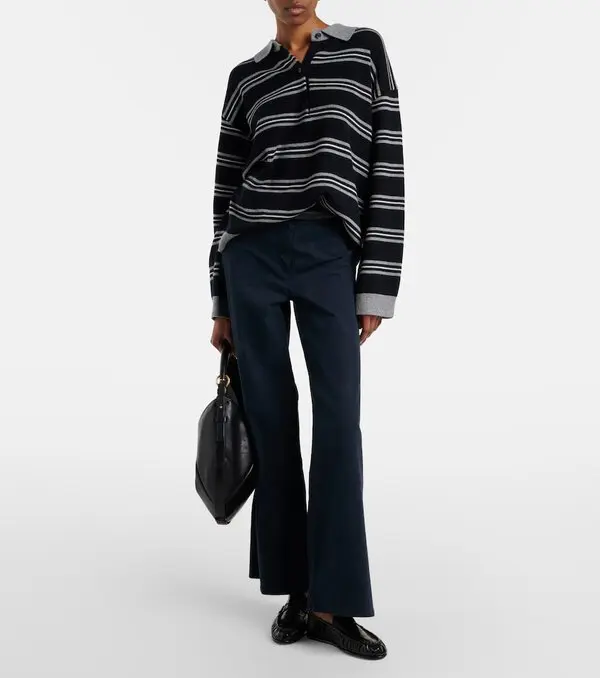 NILI LOTAN Galvez Striped Cashmere Polo Sweater