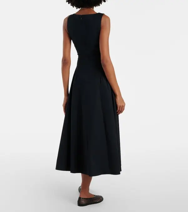 Staud Gwen Cotton Midi Dress - Black