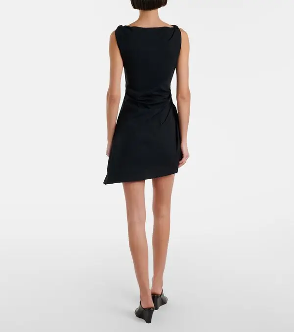 Staud Callie Asymmetrical Cotton Mini Dress - Black