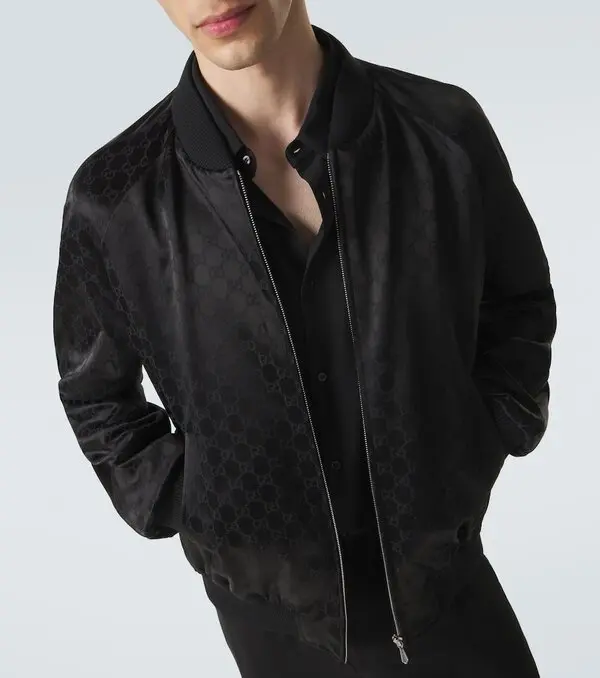 Gucci Gg Cotton-blend Satin Bomber Jacket