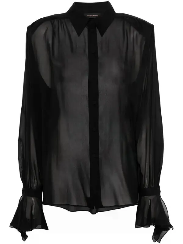 Andamane Sheer Silk Chiffon Shirt - Black