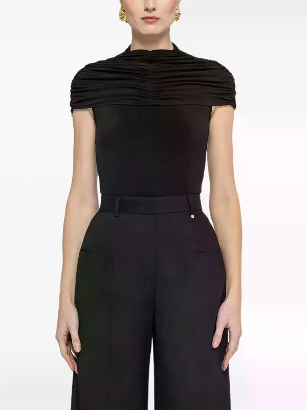 NISSA Ruched Bodysuit - Black